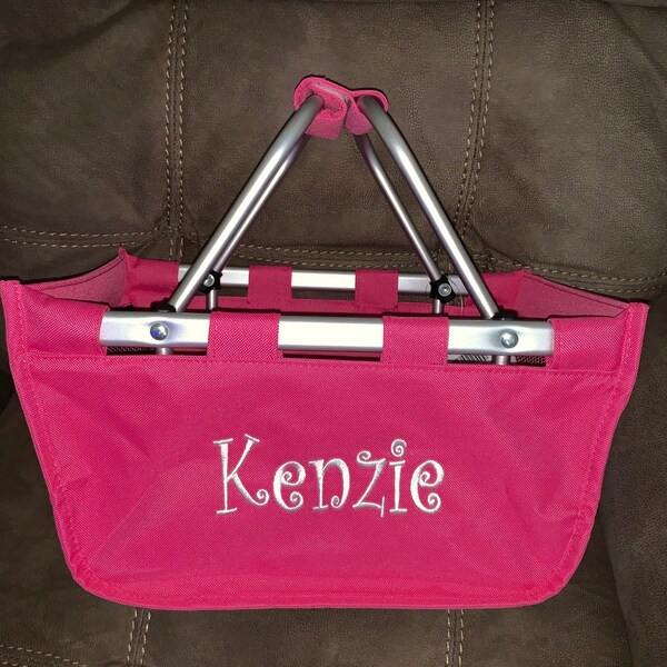 Monogrammed Mini Market Basket, Personalized Market Tote, Fold up ...