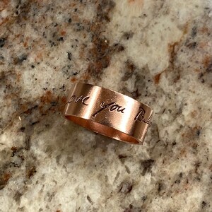 Custom Handwriting Ring Wide Handwriting Band in Sterling - Etsy