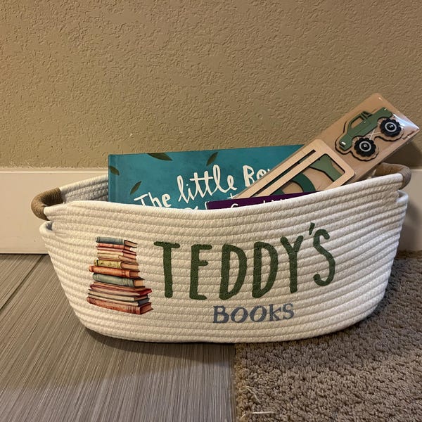BOOK BASKET With Name for Baby Shower Baby Gift Basket Baby Girl Gift ...