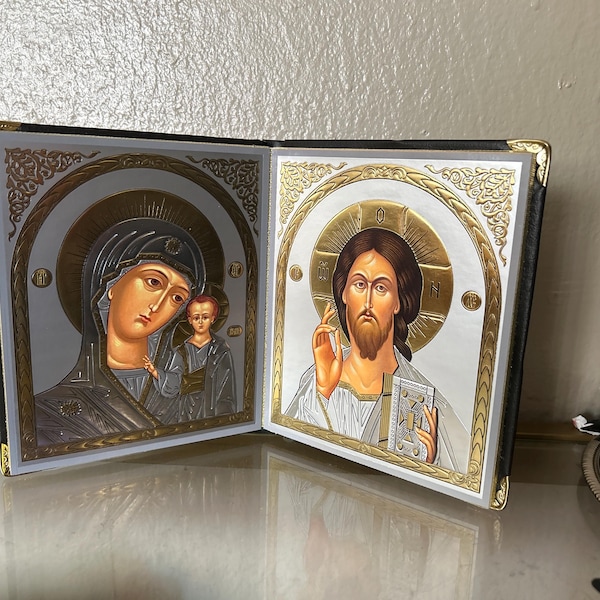 Triptych Orthodox Table Icon,with the Holy Family and the Annunciation of the Virgin Mary at the ...