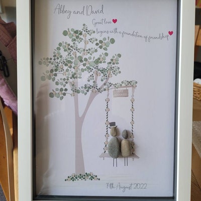 Personalised Wedding Swing Pebble Picture Pebble Art Wedding Framed ...