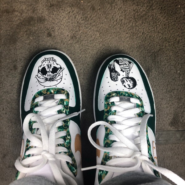 Green Color Block Custom Air Force 1s - Etsy