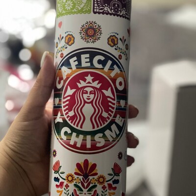 Cafecito Y Chisme 20oz Skinny Tumbler Colorful Mexican Theme Banner ...