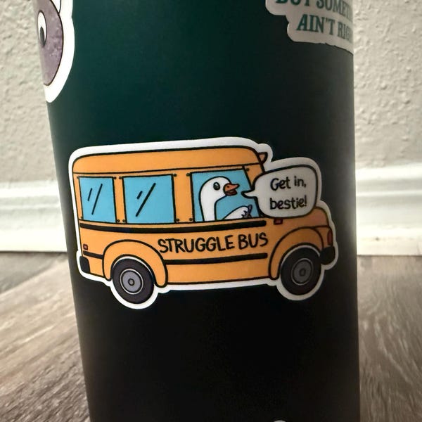 Struggle Bus Sticker, Funny Stickers, Anxiety Retro Therapy, Mental ...