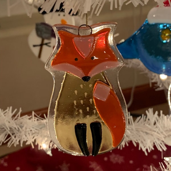 Fox Ornaments Christmas Ornaments Fused Glass Ornaments Xmas Tree ...