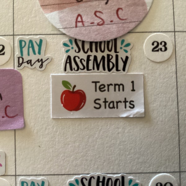 Header School Australian Term Stickers Pastel or Black White Planner ...