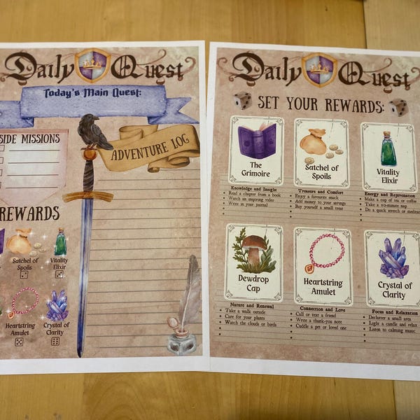Fantasy Quest-themed Daily Planner - Gamified To-do List for Adults ...