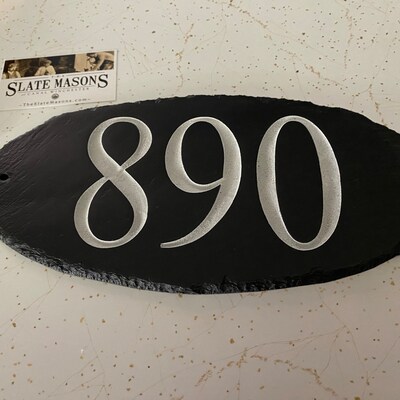 SLATE House Numbers Carved Stone Marker / Home Address Sign Plaque ...