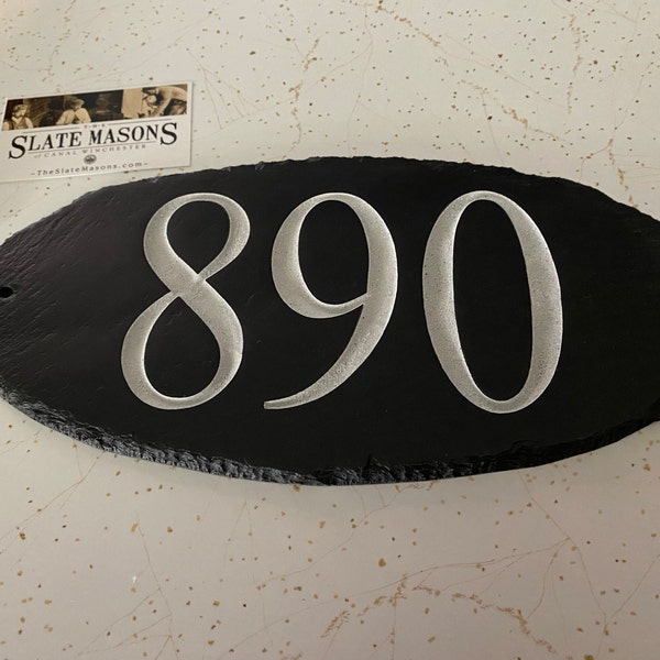 SLATE House Numbers ( Carved Stone ) Marker / Home Address Sign Plaque ...