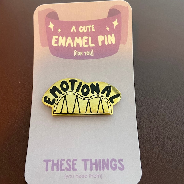 Emotional Roller Coaster Enamel Pin // Words on Coaster Track - Etsy