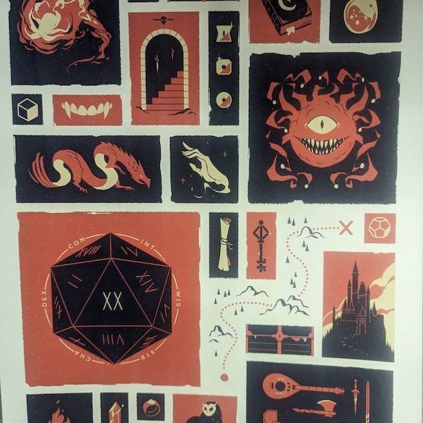 Dungeons and Dragons Inspired Iconic Art Print - Multiple Color Options ...