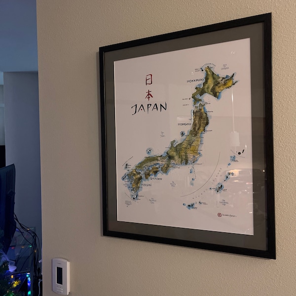 Japan Map Watercolor Illustration Nippon 日本国 Japanese Tokyo Hokkaido ...
