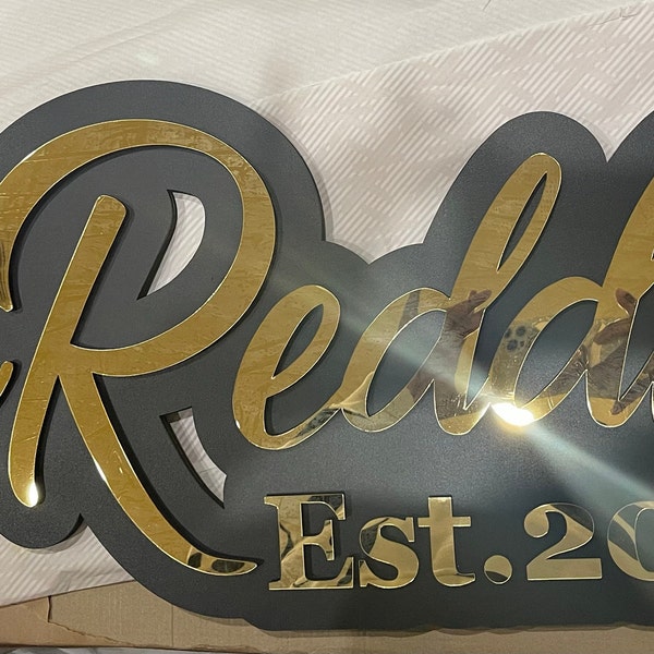 Elegant Gold Mirror Acrylic Wedding Sign: Handcrafted Wooden ...