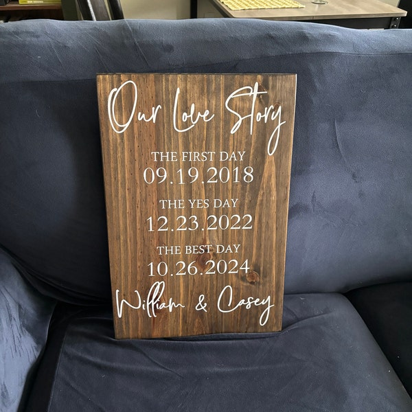 Our Love Story Sign, First Day Yes Day Best Day Sign, Special Dates ...