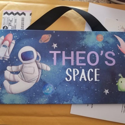 Personalized Space Name Sign Space Door Hanger Child's Bedroom Door ...