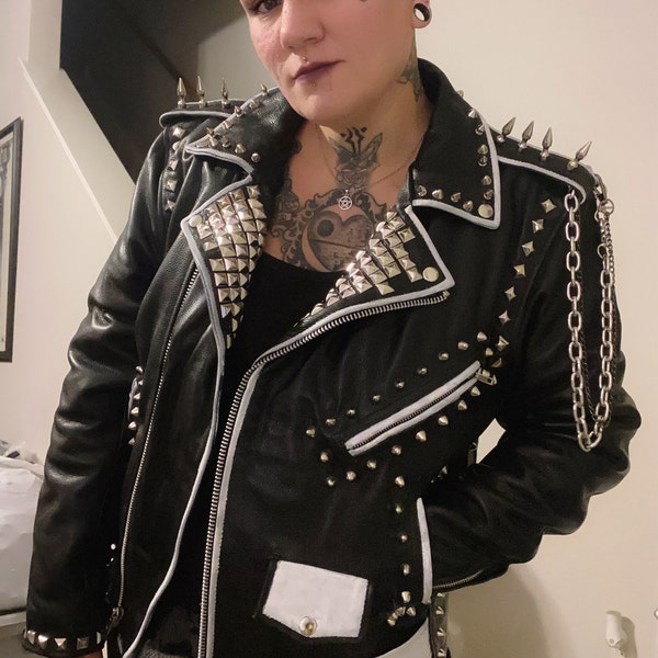 ETERNAL OCTOBER | Punk Horror Halloween Studded Spiked Painted Jacket ...