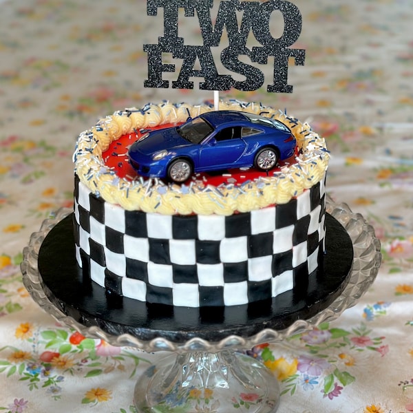 Two Fast Cake Topper, Racecar 2nd Birthday Cake Topper, Race Car Second ...