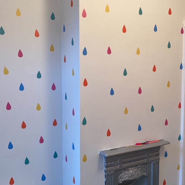 Colourful Raindrop Wall Stickers, Raindrop Wall Decals - Etsy
