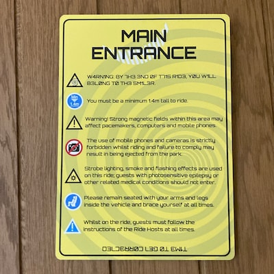 Smiler Inspired Coaster Safety Sign - Etsy