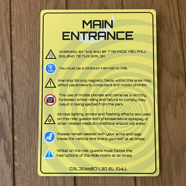 Smiler Inspired Coaster Safety Sign - Etsy
