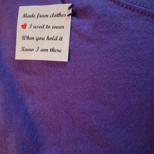 Memory Shirt Quilt Label With Poem Set of 4 Small - Etsy