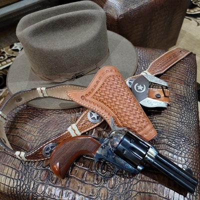 Western Cowboy Single Action Leather Holster Cross Draw RH - Etsy