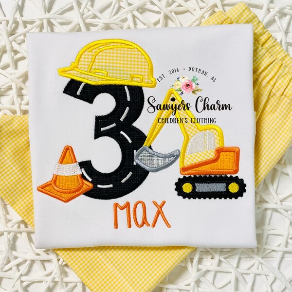 Excavator Digger Applique Design - Construction Embroidery Design ...