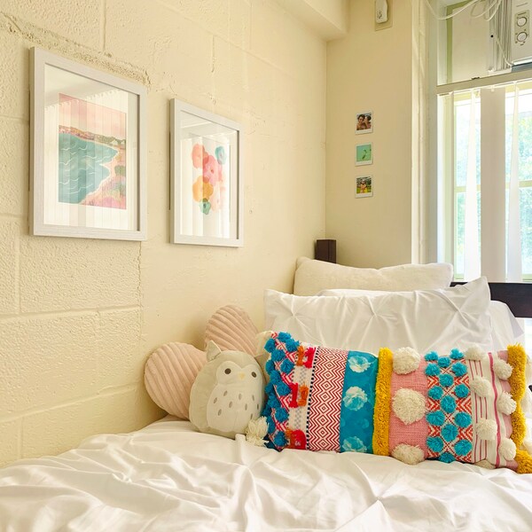 Dorm Room Delight: Pastel Oversize Rectangular Lumbar Cushion With Pom ...