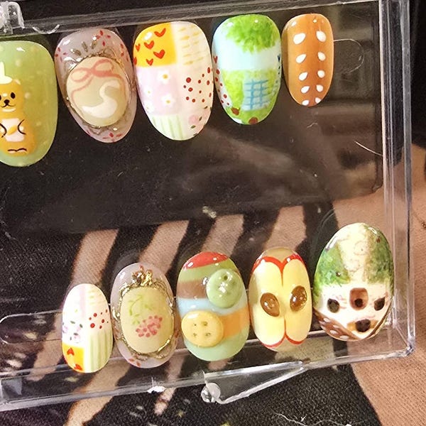 Hand-painted Whimsical Nail Set With Happy Farm, Unique Handmade Press ...