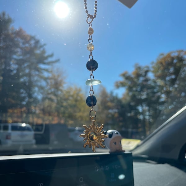 Sun Handmade Car Charm- Green and Purple -rearview Mirror Decor-cute ...