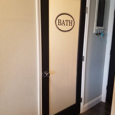 Bath Door Decal Oval Border, Bathroom Sticker for Glass, Bath Sign ...