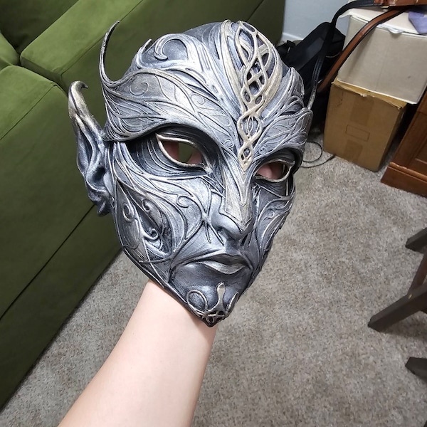 Dark Elf Full Face Mask - 3D Printed Décor, Costume, Cosplay, Unpainted ...