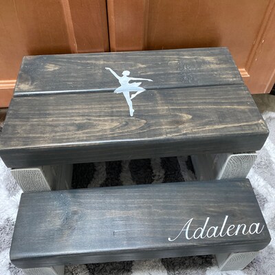 Personalized Rustic Kids Step Stool With Graphic, Toddler Step Stool ...