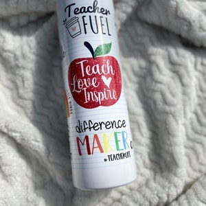 20 Oz Skinny Tumbler Rainbow Glitter Teacher Tumbler, Teach Love ...