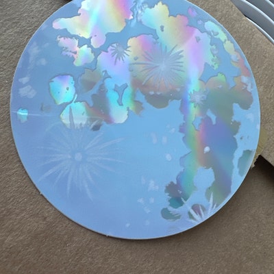 Holographic Pale Blue Moon Vinyl Sticker - Etsy