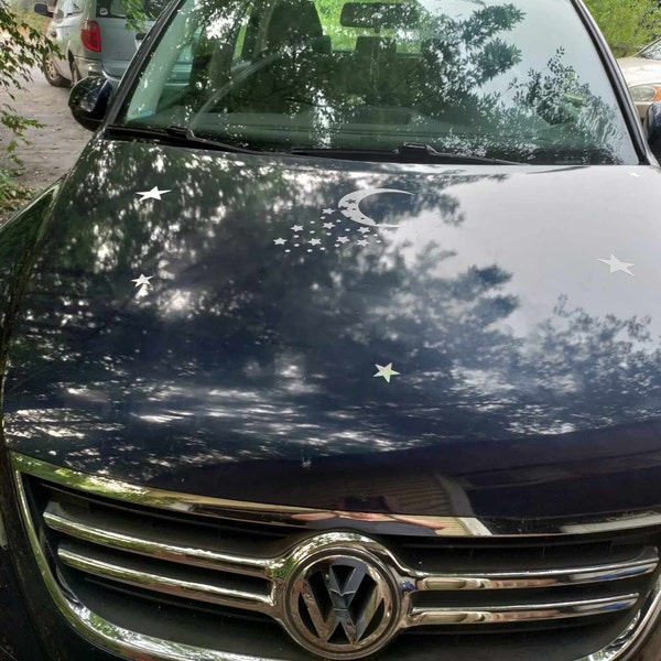 Moon and Star Shower Falling Stars Vinyl Decal | Falling Stars Decal ...