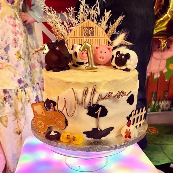 Farm Cake Topper Set Farm Yard Farm Party Birthday Wooden Cake Topper ...