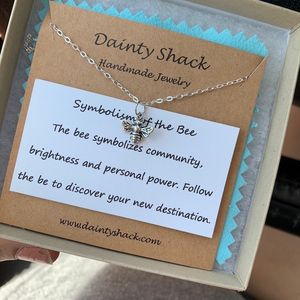 Dainty Bee Necklace - Tiny Silver, Rose or Gold Bee Jewelry, Sparkling ...