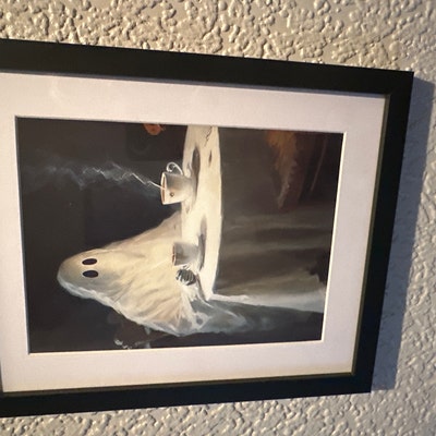 Ghost Drinking Tea, Vintage Poster, Art Poster Print, Dark Academia ...