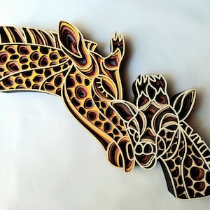 Giraffe Mom and Baby Mandala Svg Multilayer Panel for Laser - Etsy