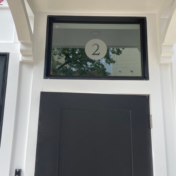 Frosted Fanlight Door Number, Round Etched Glass House Number ...