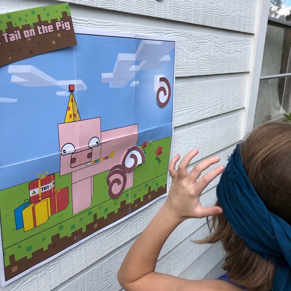Mineventure Pin the Tail on the Pig V2 - Printable Party Game - Instant ...