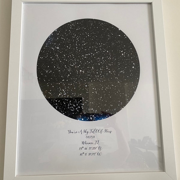 Custom Night Sky Poster Available Framed, Star Map by Date ...