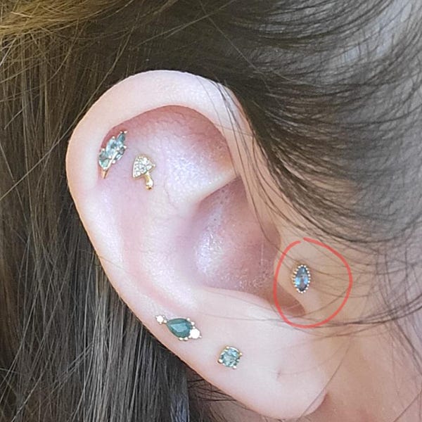 14K Solid Gold Triple Mixed Chain Attachment, 14K Gold Chain Piercing ...