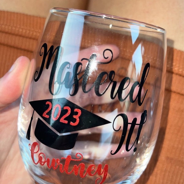 Mastered It Wine Glass, Graduation Gift, Class of 2025, Grad Wine Glass ...