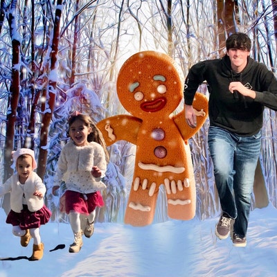 Gingerbread Man Chase Digital Backdrop/background, Can't Catch Me I'm ...