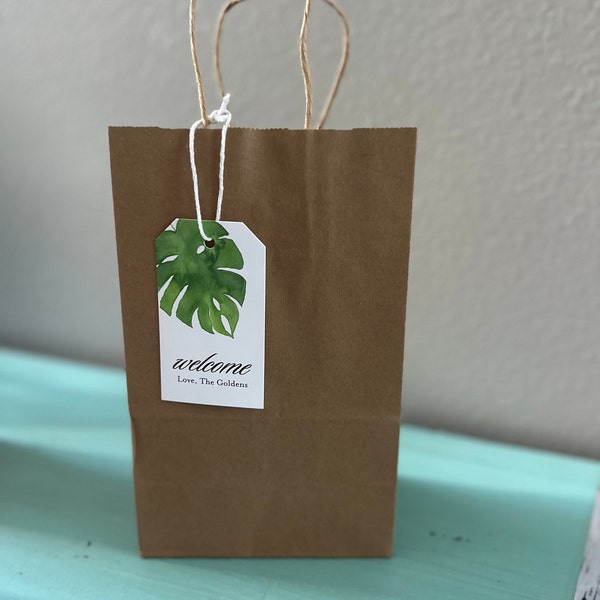PRINTED Tropical Welcome Gift Tags for Tropical Wedding Favor Tags With ...