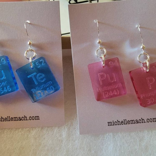 Periodic Table Earrings - Science Jewelry With Atomic Elements (oxygen ...