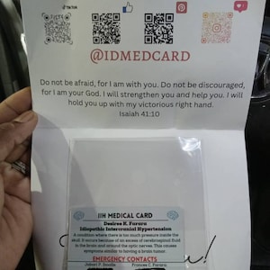 Postural Orthostatic Tachycardia Medical ID Card for Wallet PACKAGE ...