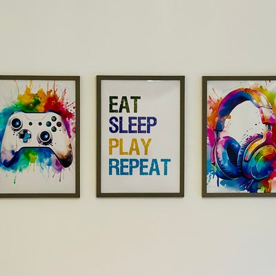 Gaming Prints, Gaming Poster, Gaming Wall Art Set of 3, Gaming Room ...